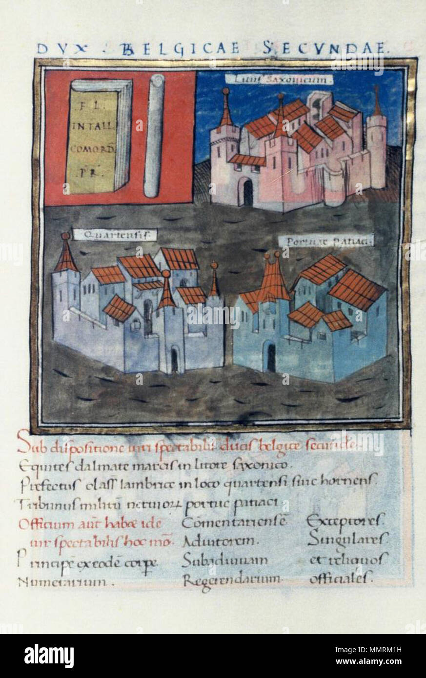 . 15th-century copy of a Carolingian copy of a Roman map in Notitia ...