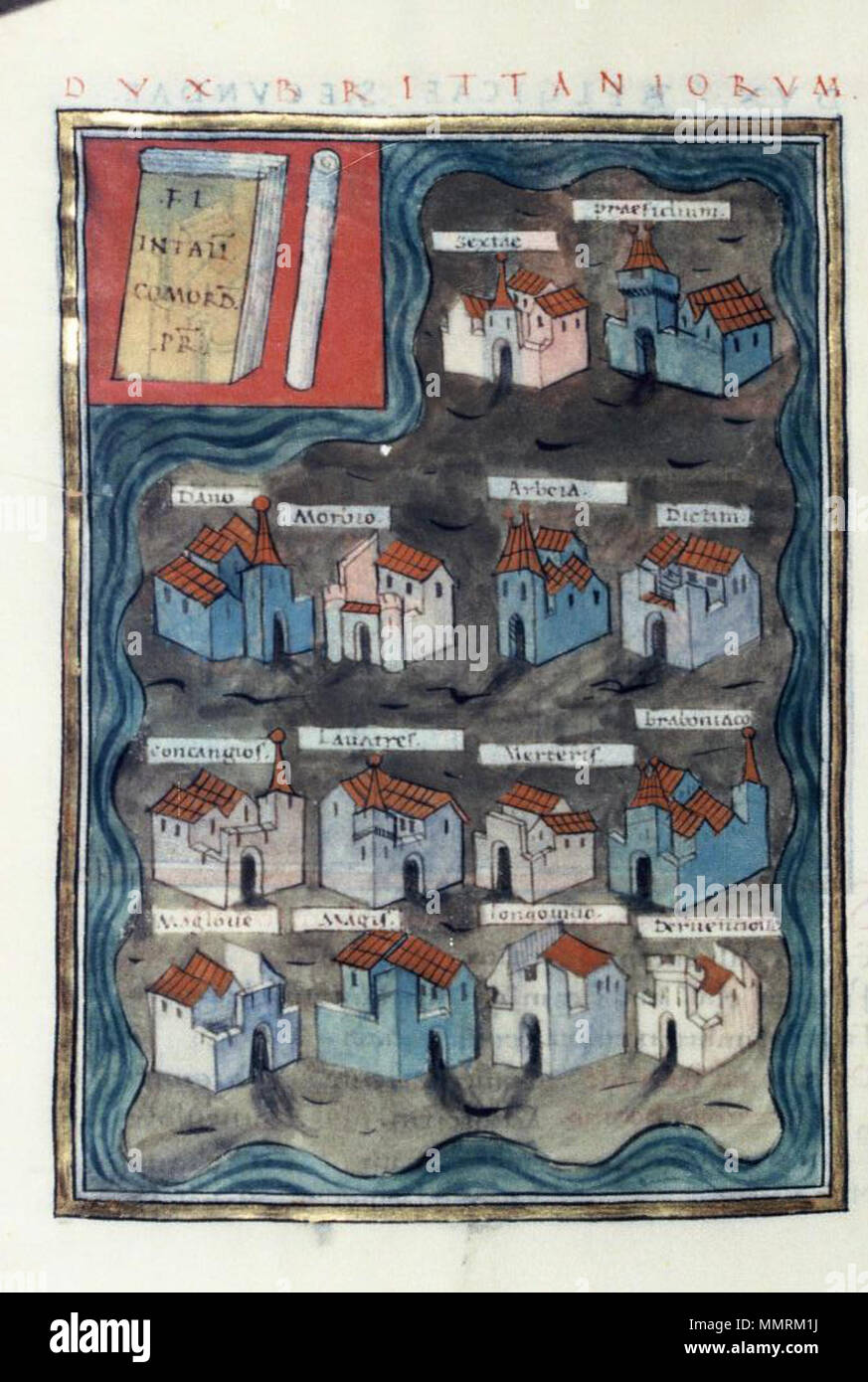 . 15th-century copy of a Carolingian copy of a Roman map in Notitia ...