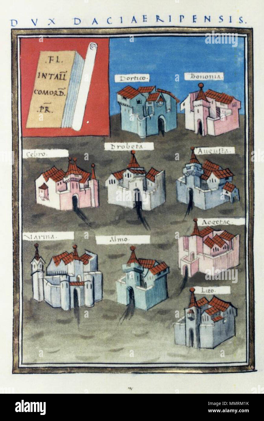 . 15th-century copy of a Carolingian copy of a Roman map in Notitia ...