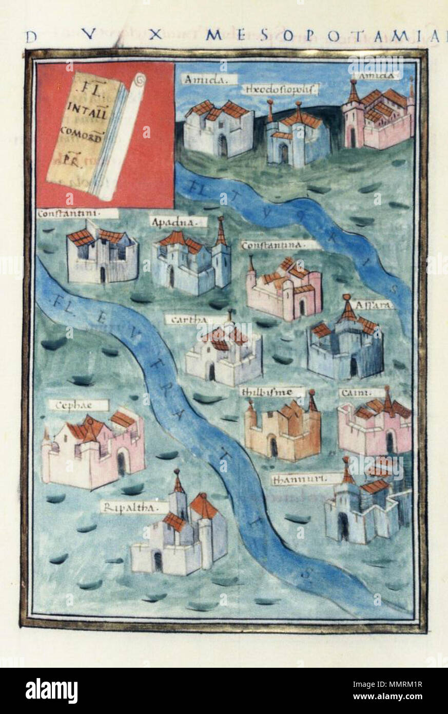 . 15th-century copy of a Carolingian copy of a Roman map in Notitia ...