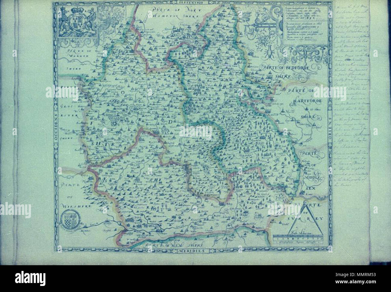 . Saxton map published 1634, with only boundaries coloured, in 'Atlas ...