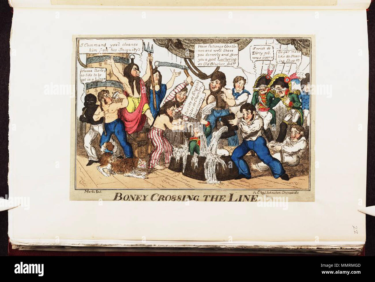 . Satire on Napoleon's exile to St. Helena. (British political cartoon ...