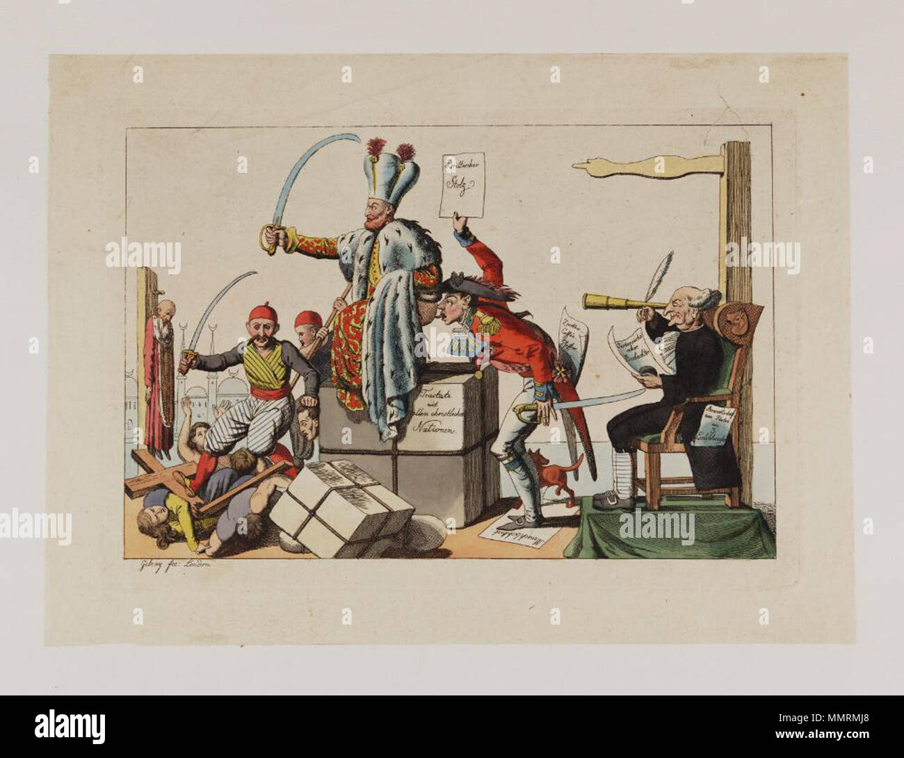 . German political cartoon; signed 'Gilray, London'; Brittischer Stolz ...