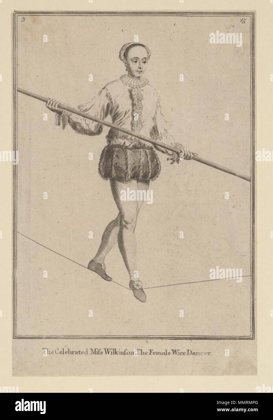 . Print of Miss Wilkinson, wire dancer; Celebrated Miss Wilkinson, the ...