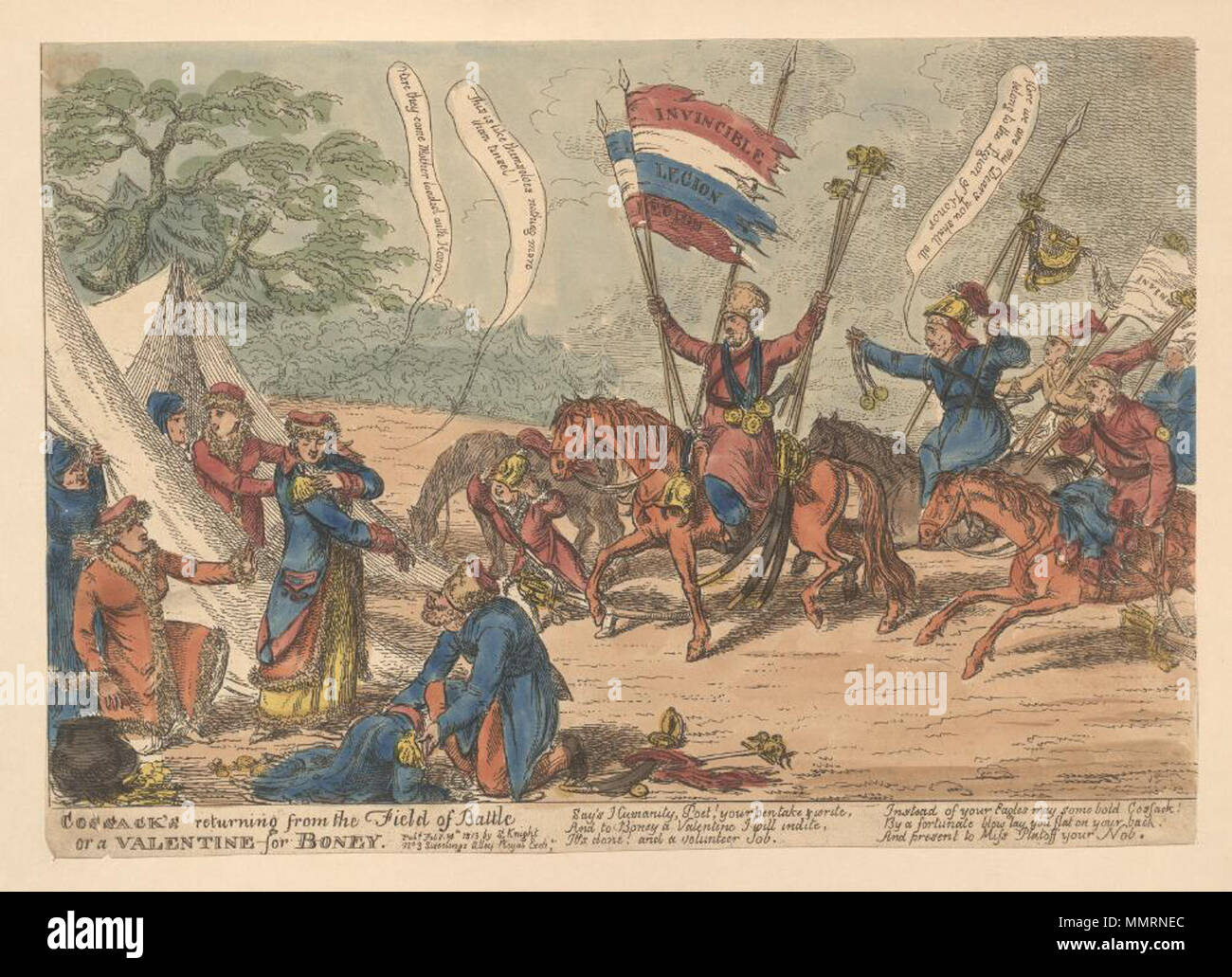 . British political cartoon Cossack's returning from the field of ...