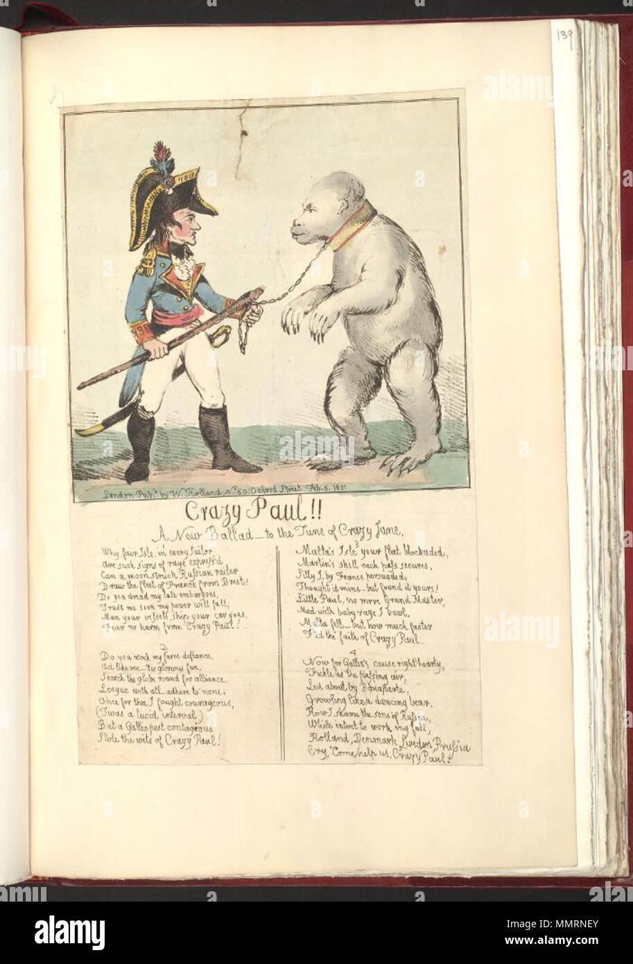 . Satire on the Napoleonic wars. (British political cartoon) Crazy Paul ...