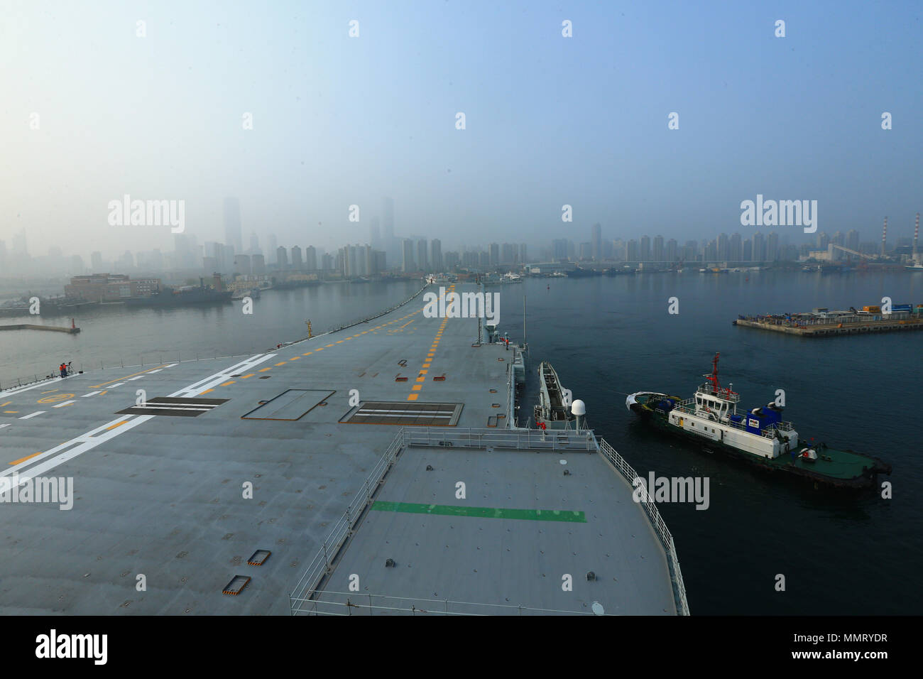 Dalian. 13th May, 2018. China's first home-built aircraft carrier ...