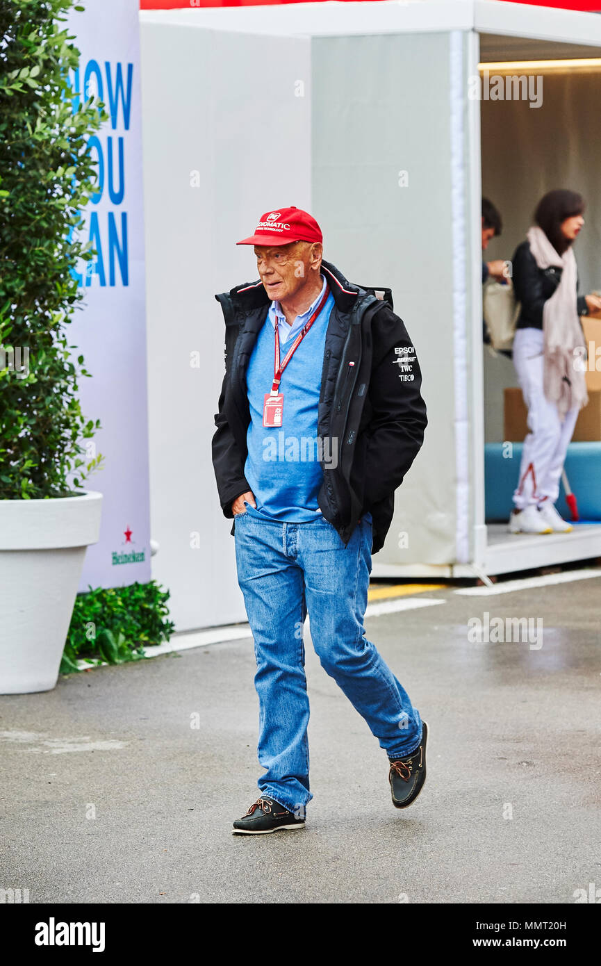 Barcelona, Spain. 13 May 2018. The ex Formula One driver Niki Lauda ...