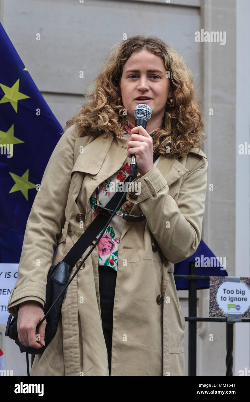 Westminster, London, 13th May 2018. Grace Campbell, comedian, activist ...