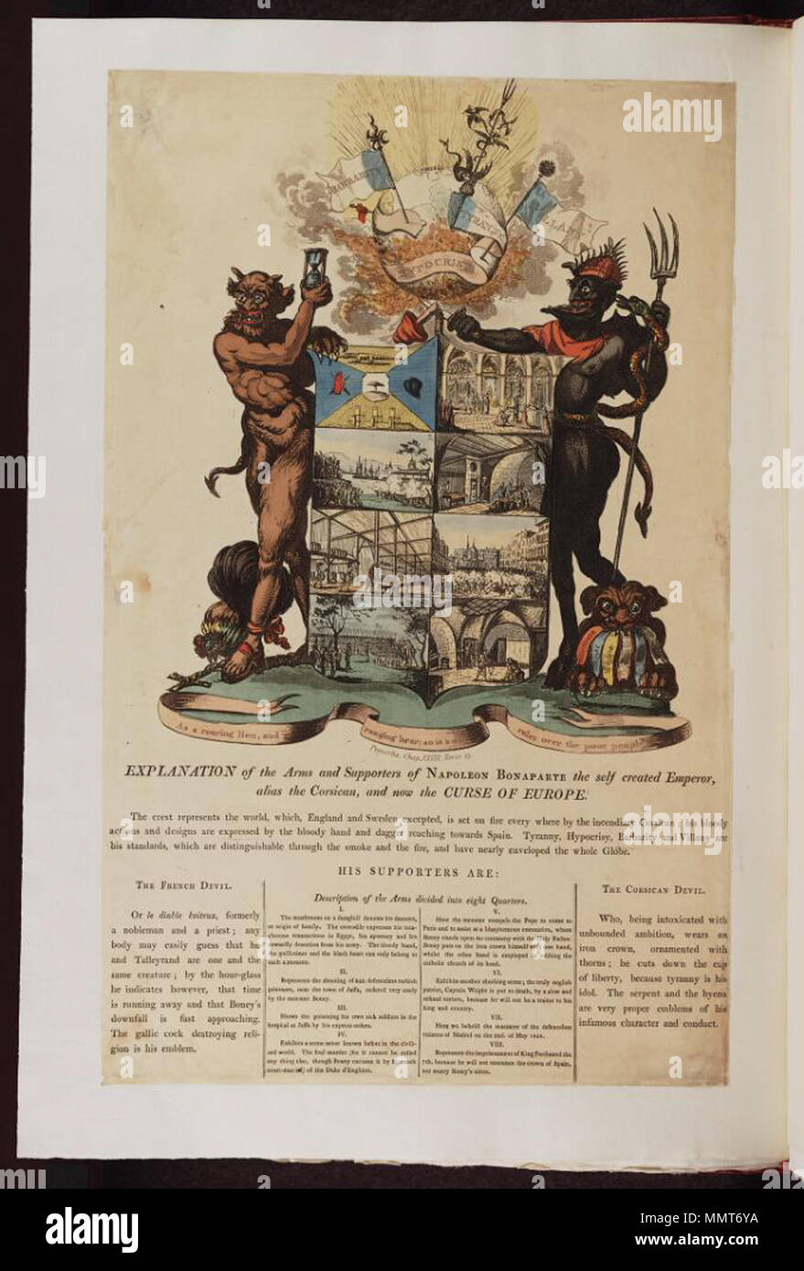 . Broadside; Heraldic satire on Napoleon.; Explanation of the arms and ...