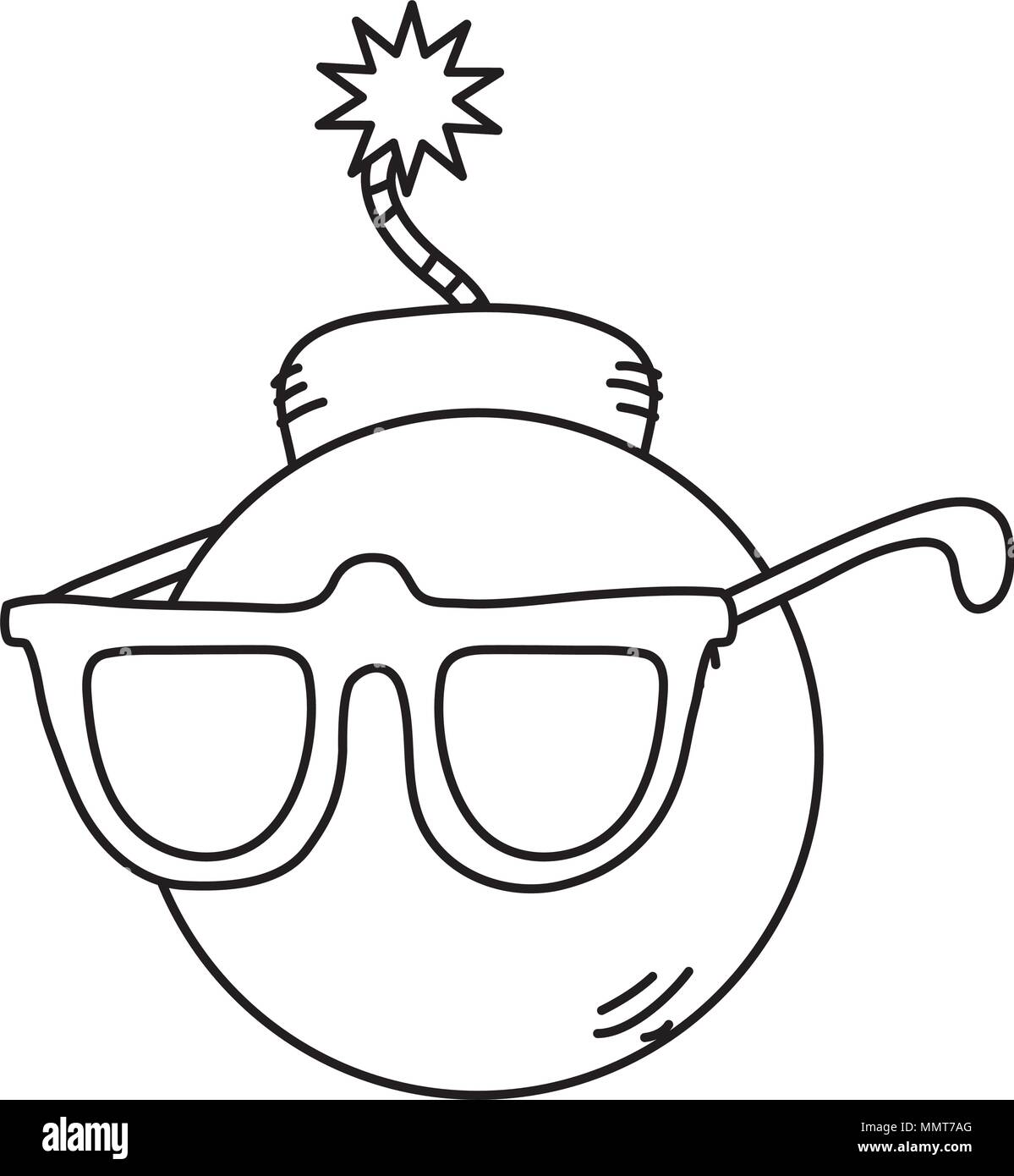 line pop art bomb with glasses style Stock Vector Image & Art - Alamy