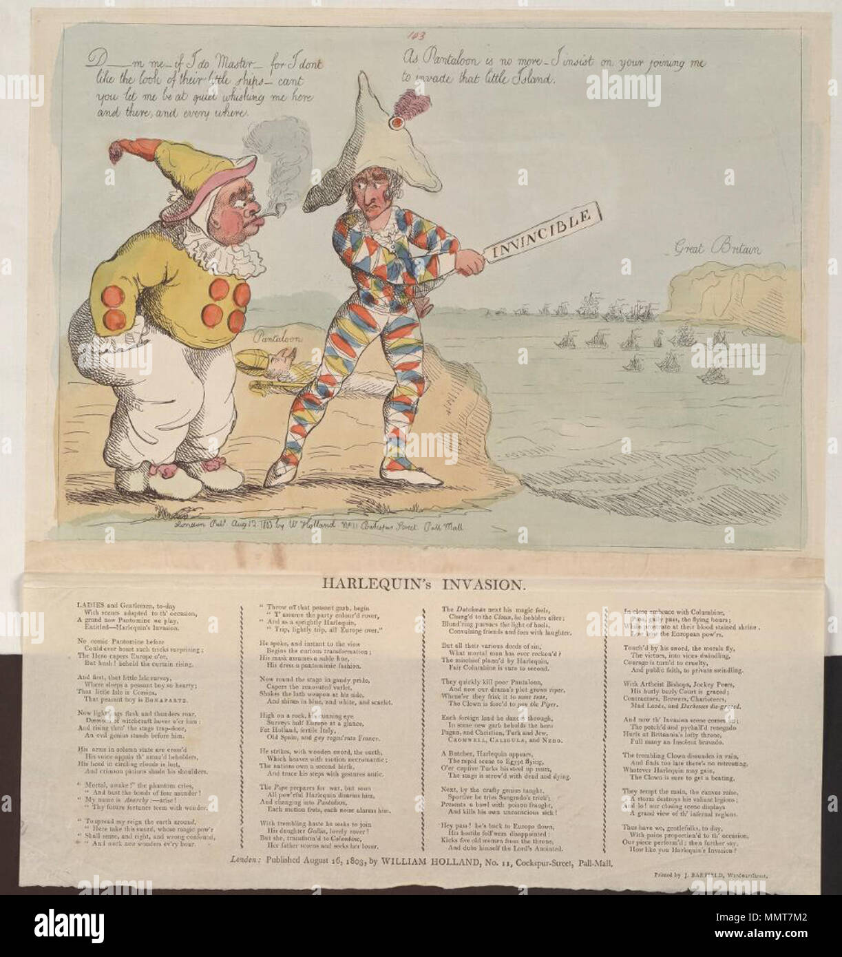 . Satire on the fear of French invasion, 1794-1805. (British political ...