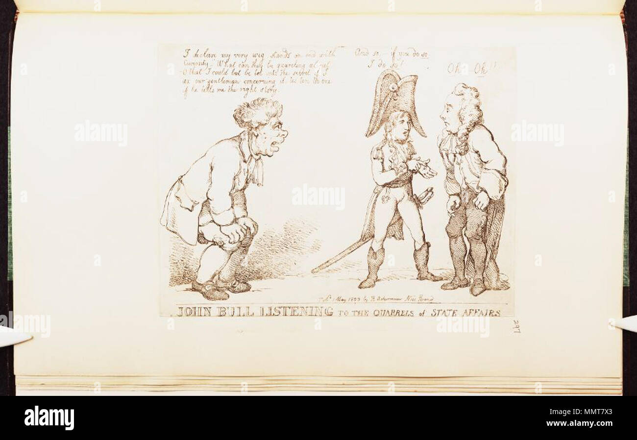 . Satire on the Napoleonic wars. (British political cartoon) John Bull ...