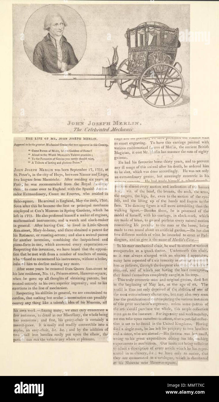 . Print of John Joseph Merlin; John Joseph Merlin, the celebrated ...