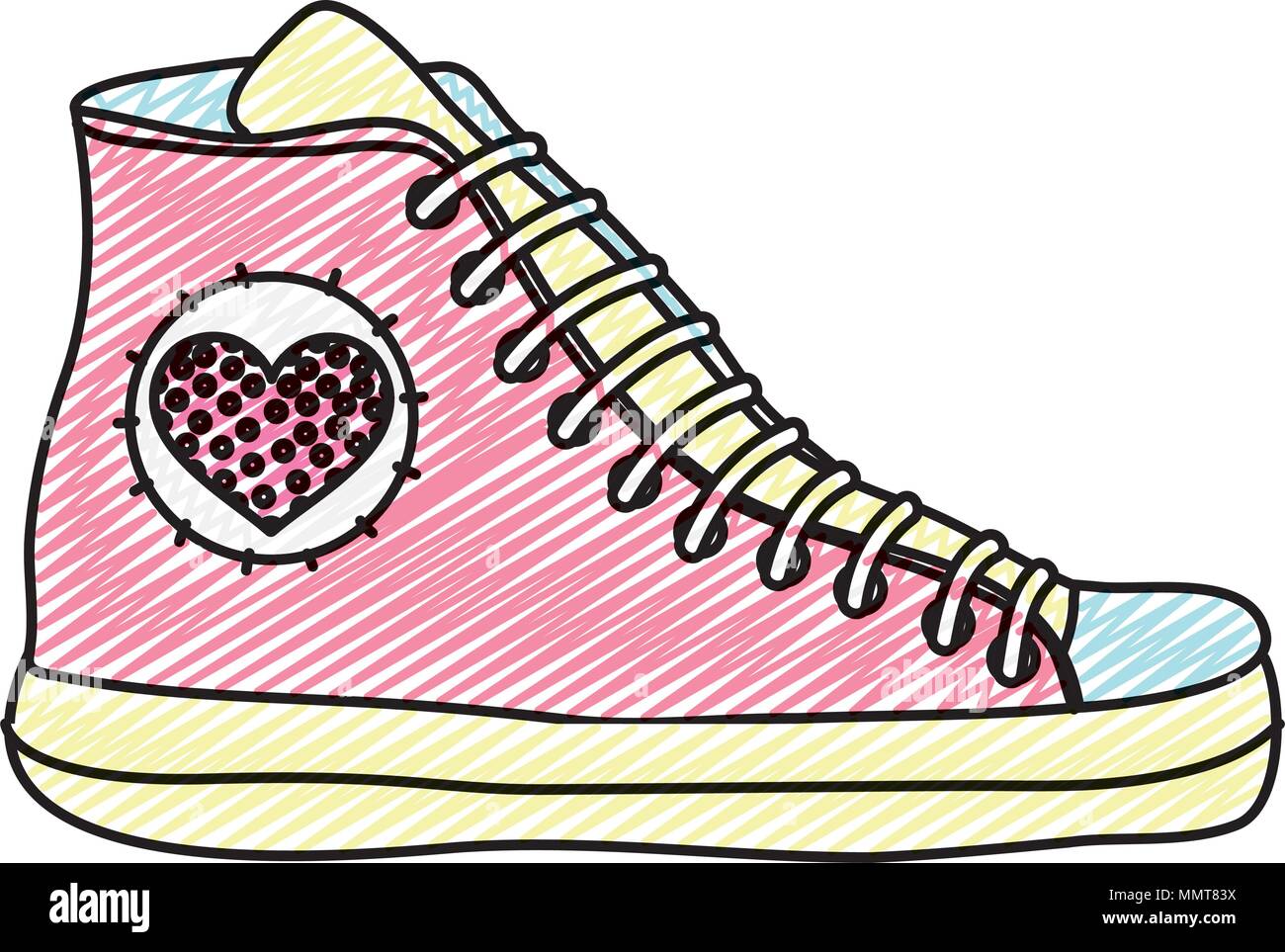 doodle fashion sneaker shoes with heart design Stock Vector Image & Art ...