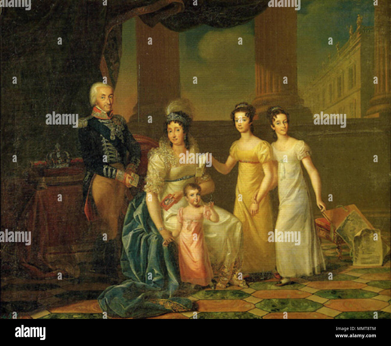 . Portrait of Victor Emmanuel I of Sardinia and his family} . circa ...