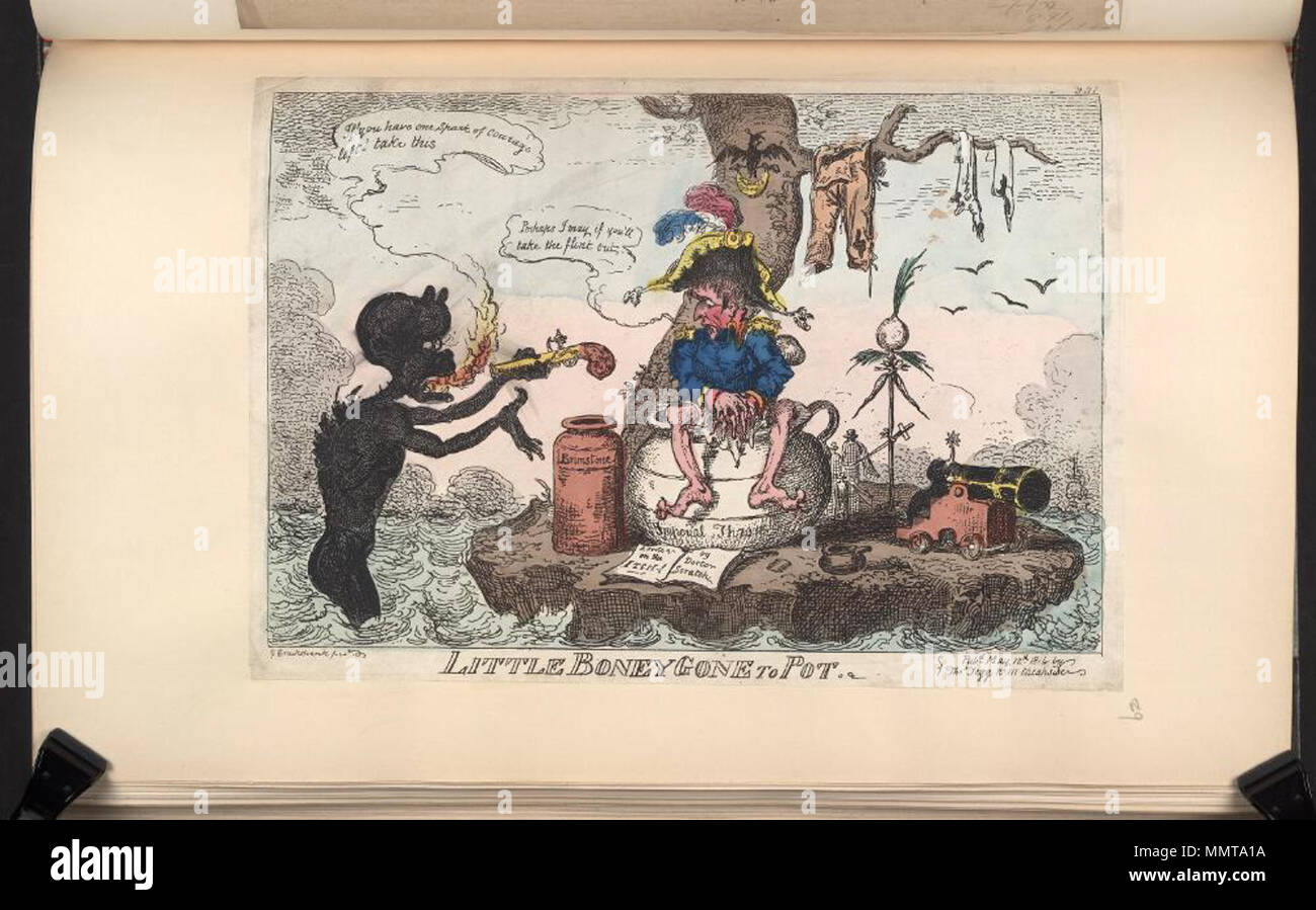 . Satire on Napoleon's exile to Elba. (British political cartoon ...