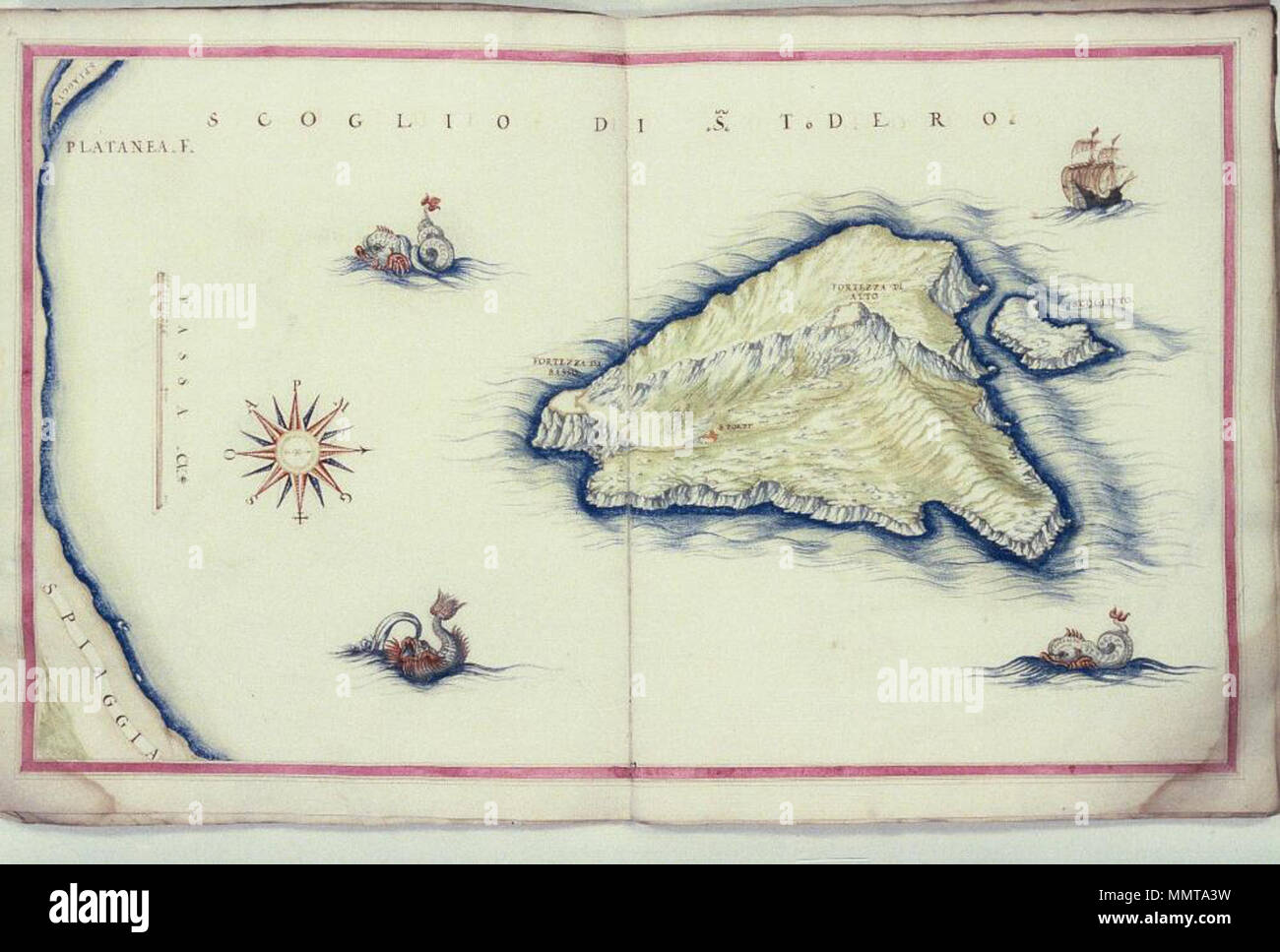 . Italian manuscript map of Crete from Angelo Oddi, Citta e Fortezze ...