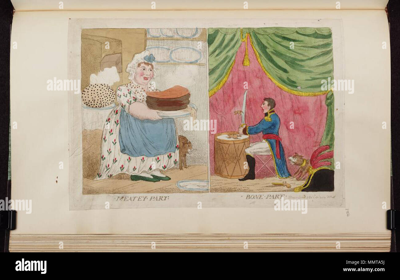 . Caricature of Napoleon I. (British political cartoon) Meatey-part ...