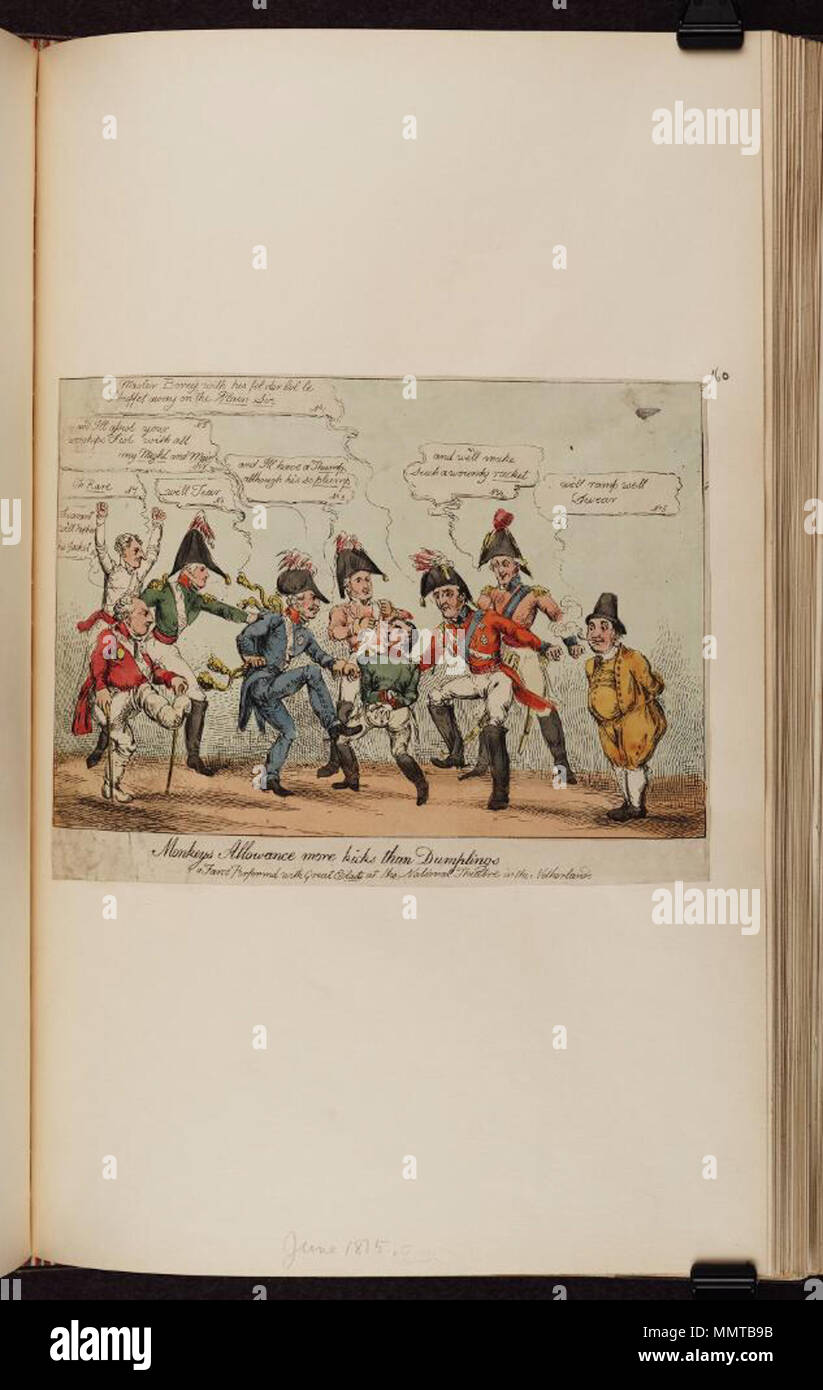 . Satire on the Battle of Waterloo. (British political cartoon) Monkey ...