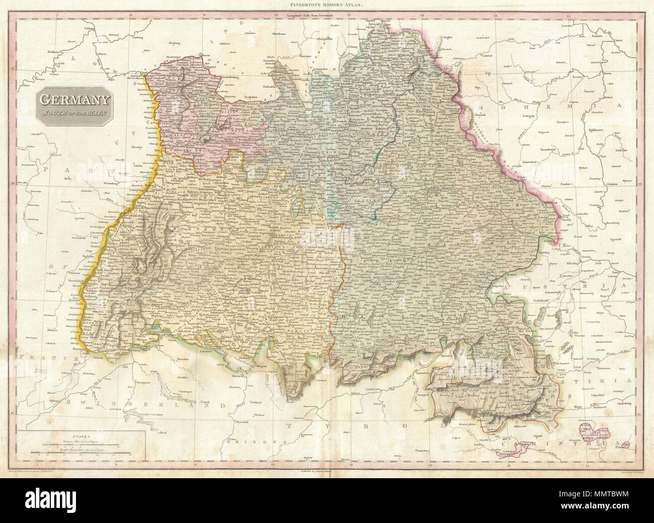 . English: Pinkerton's extraordinary 1818 map of the southwestern part ...