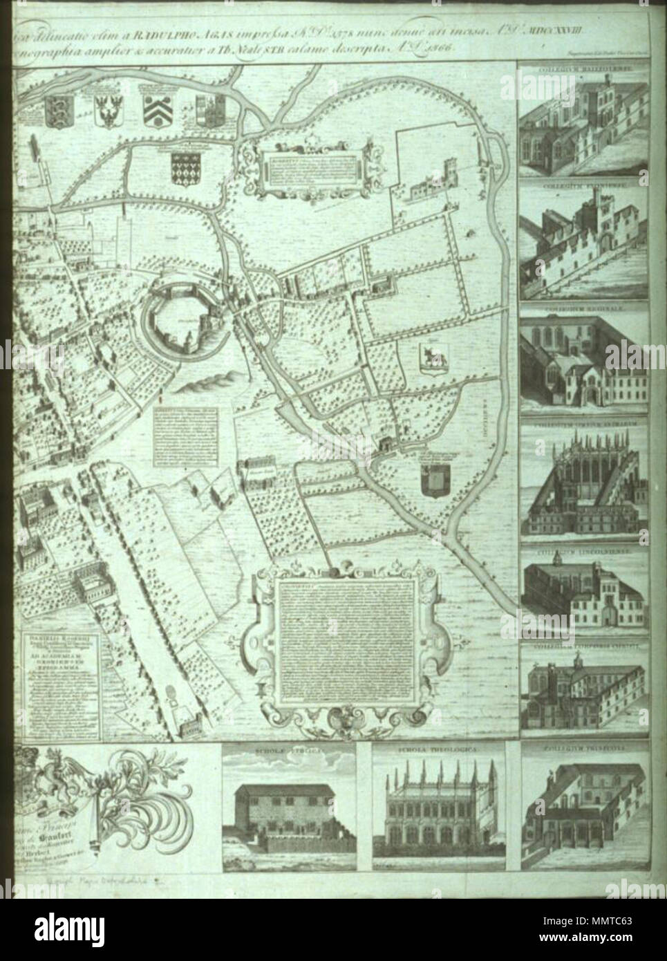 . Agas' map of Oxford, 1578, showing 9 post-Bereblock engravings Oxonia ...