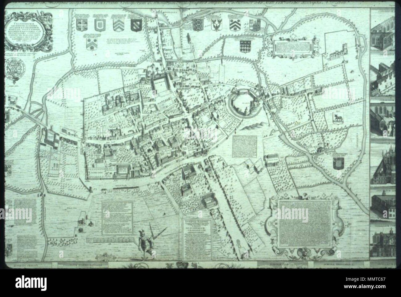 . Agas' map of Oxford, 1578, the left part Oxonia antiqua instaurata ...