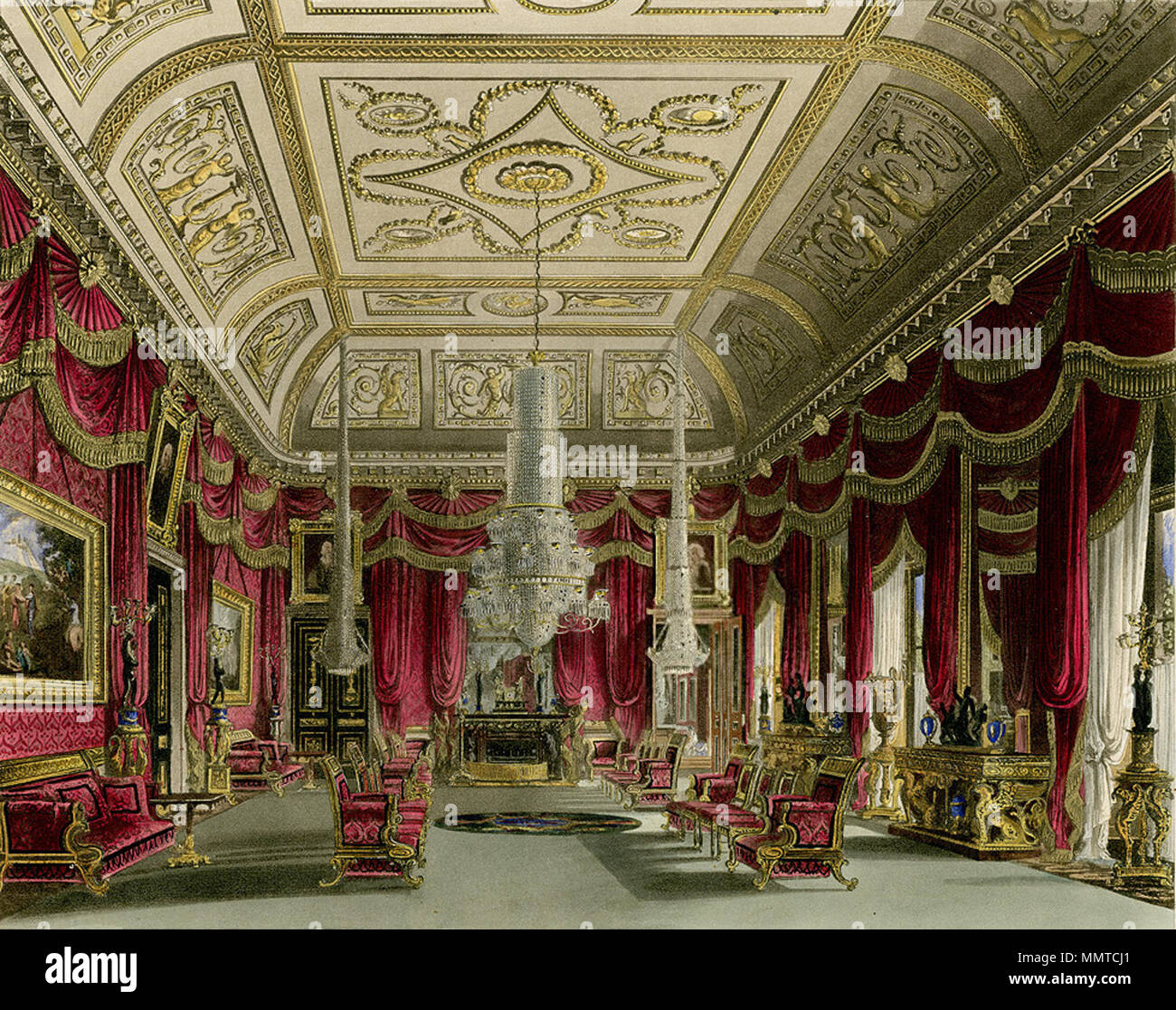 . English: A view of the Crimson Drawing Room at Carlton House in ...
