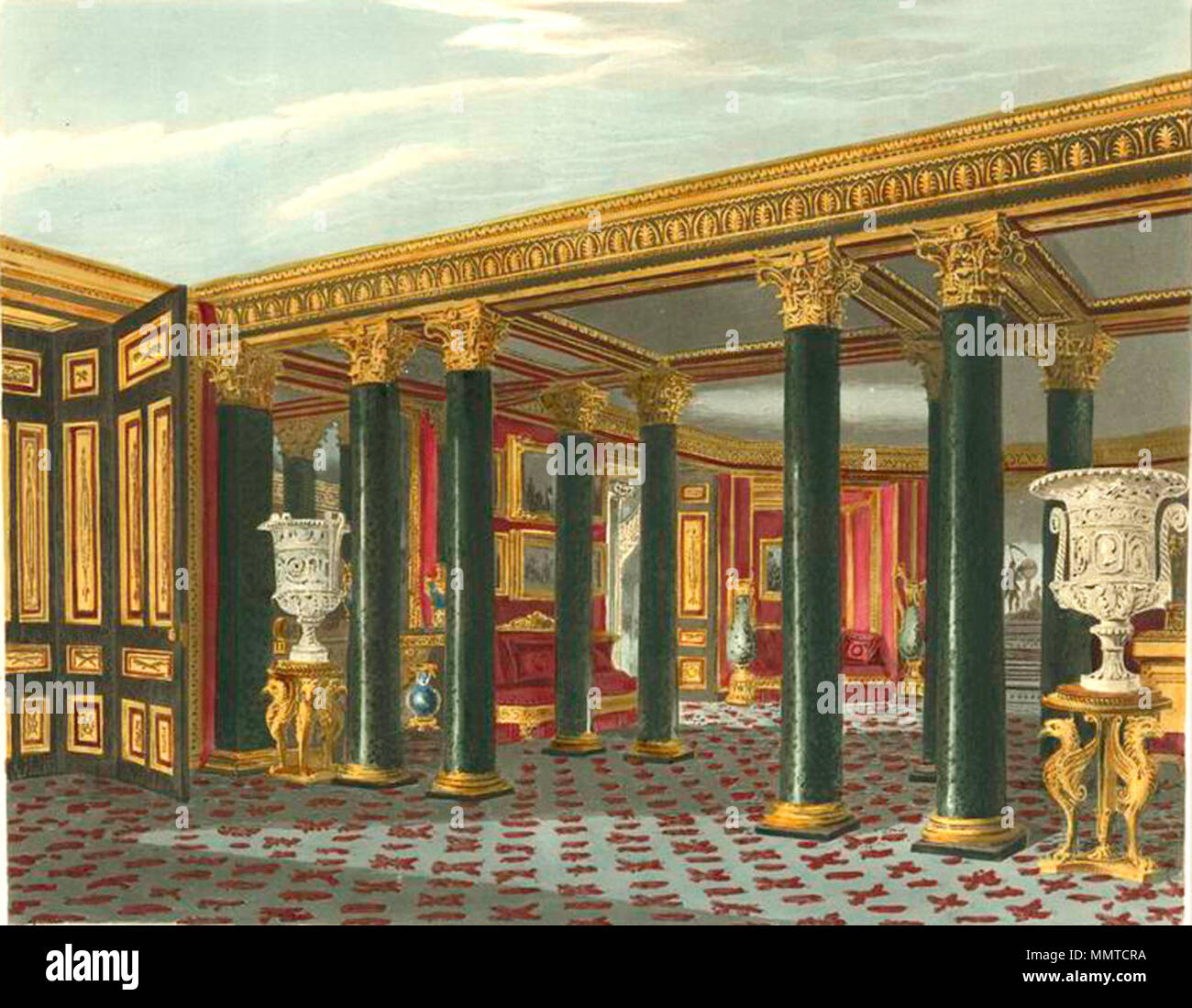 . English: A view of the Lower Vestibule at Carlton House in London ...