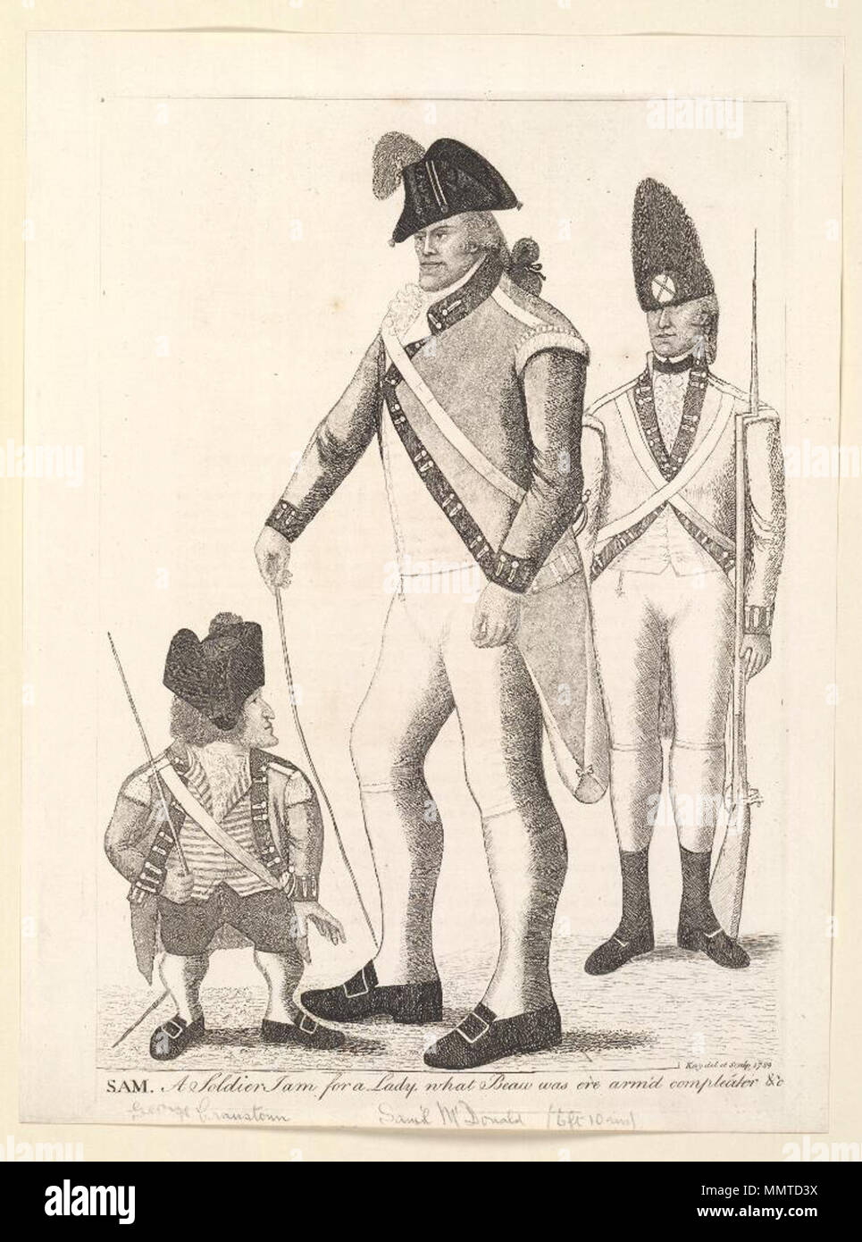 . Print of George Gavanstoun (dwarf) and Samuel McDonald (giant); note ...
