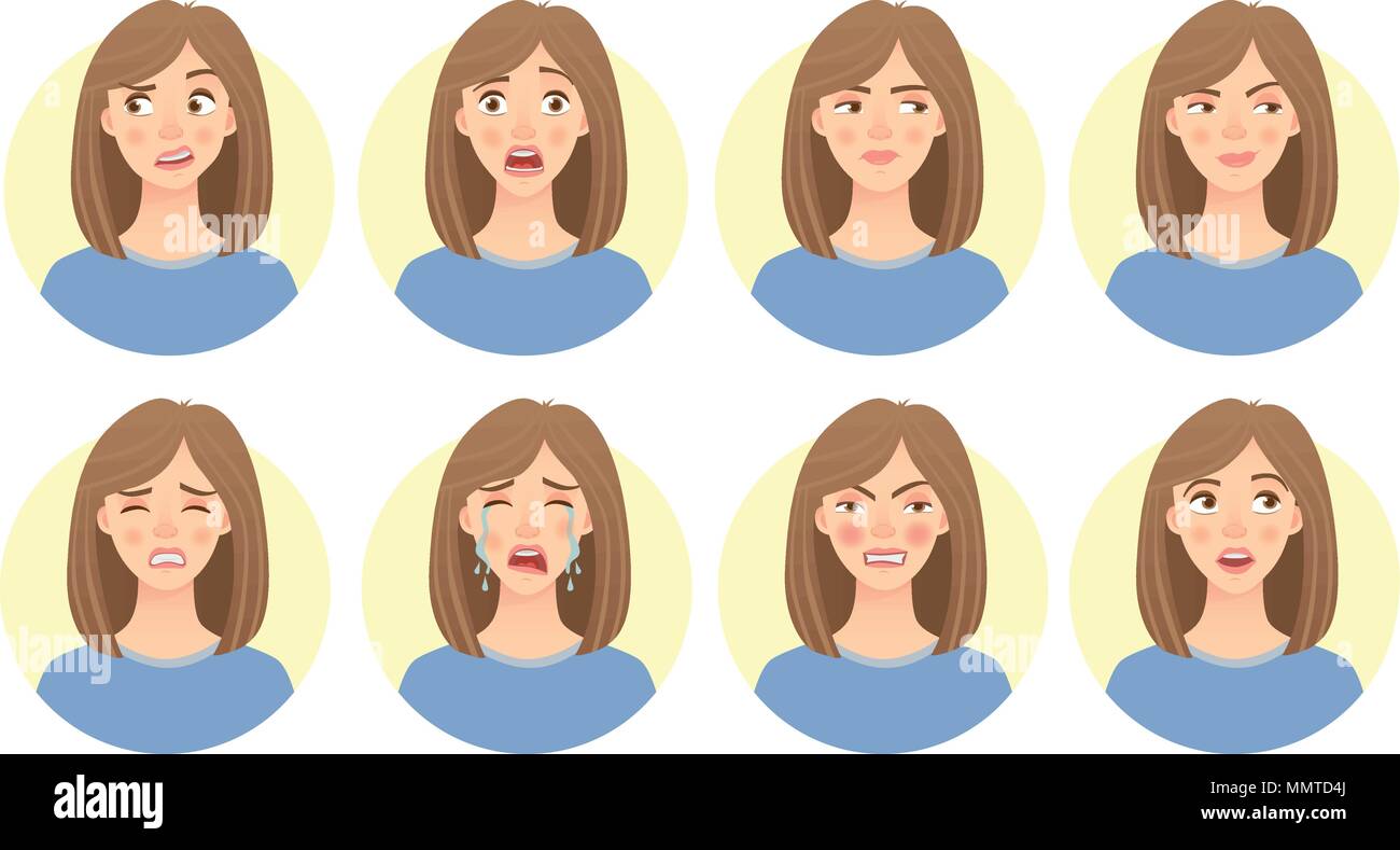 emotions of womans face set Stock Vector Image & Art - Alamy