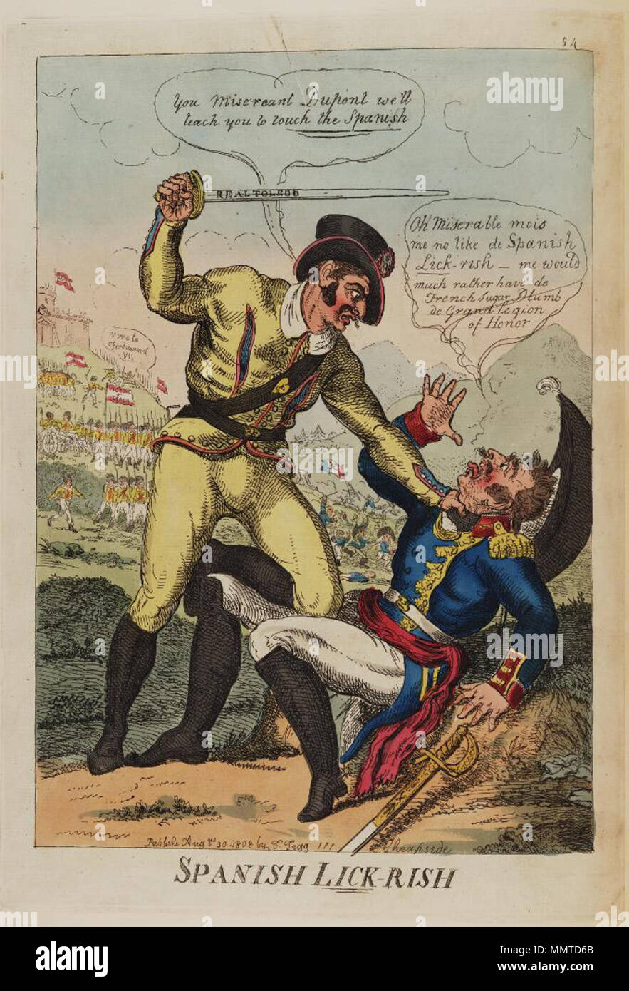 . British political cartoon; Not in BMC; Spanish lick-rish. June 1797 ...