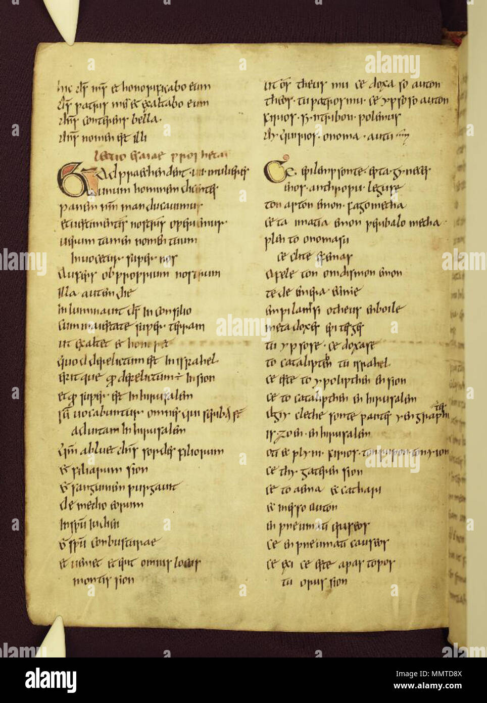 . 'St. Dunstan's Classbook': Eutyches, with Old Breton glosses, 9th ...