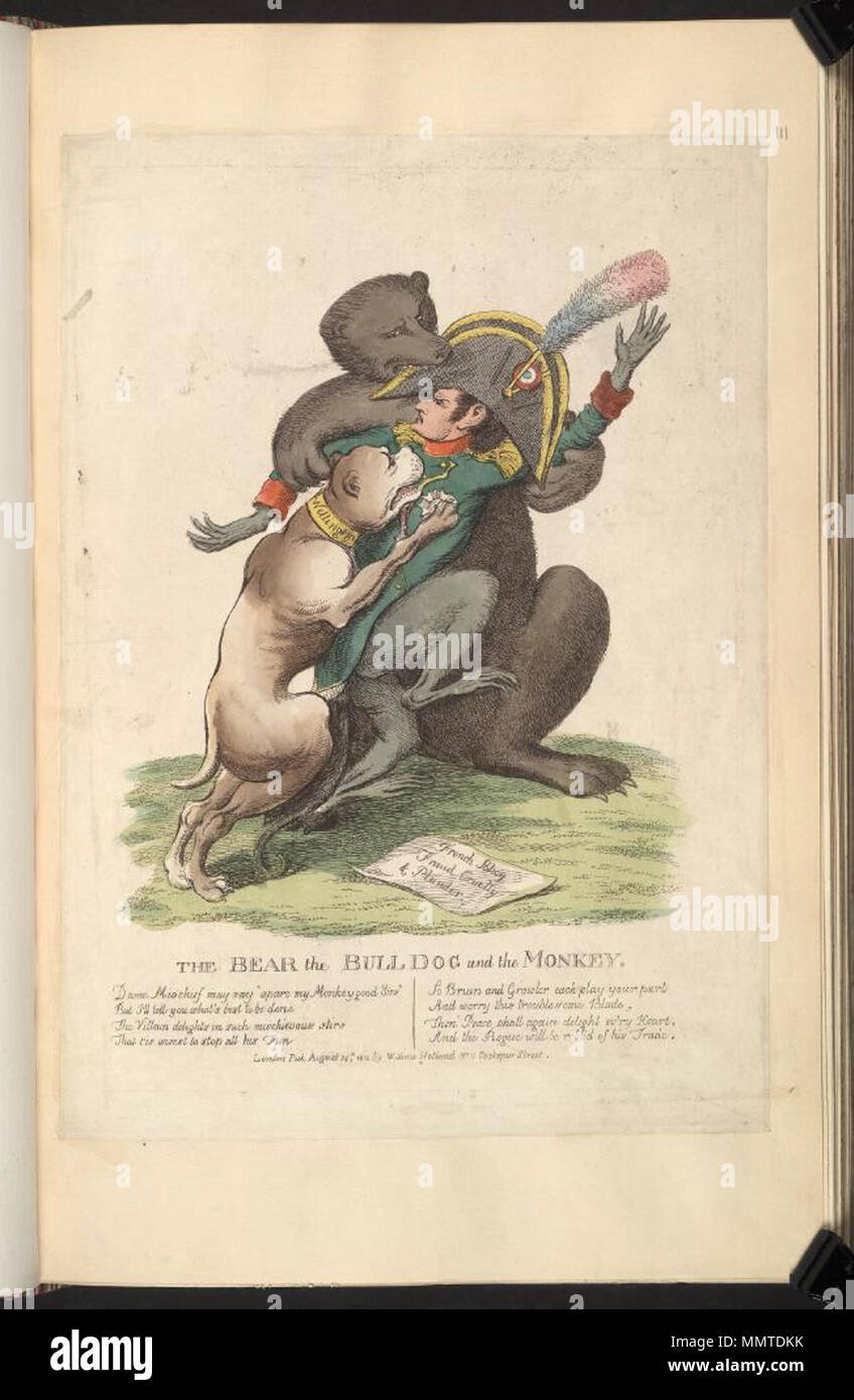 . Satire on the Napoleonic wars. (British political cartoon) The bear ...