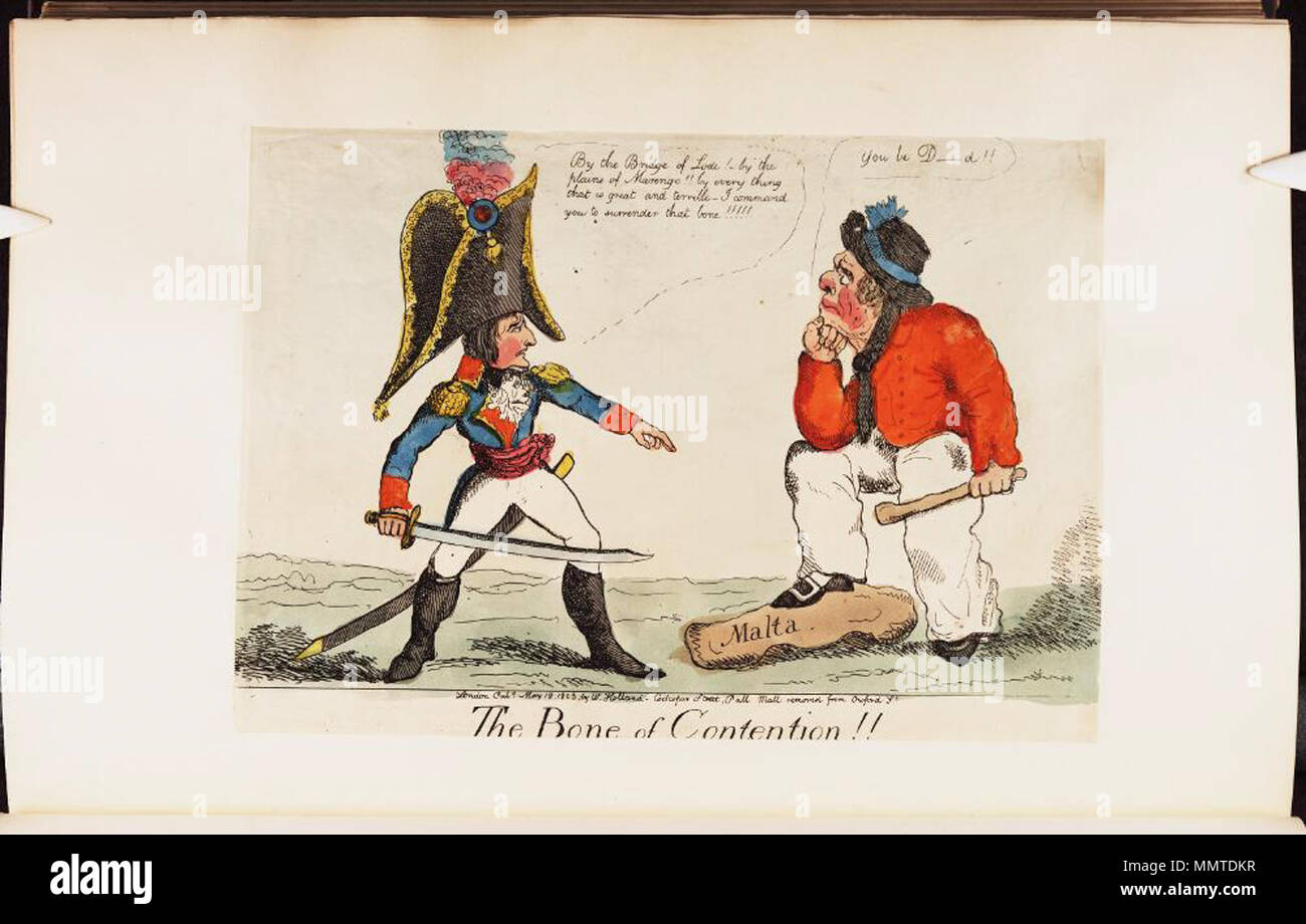 . Caricature of Napoleon I. (British political cartoon) The bone of ...