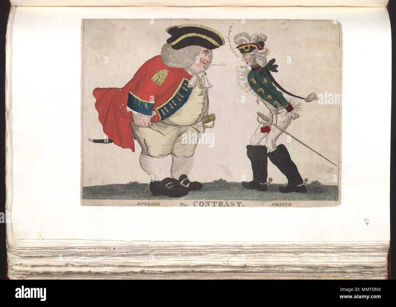 . Cartoon contrasting English and French soldiers. (British political ...