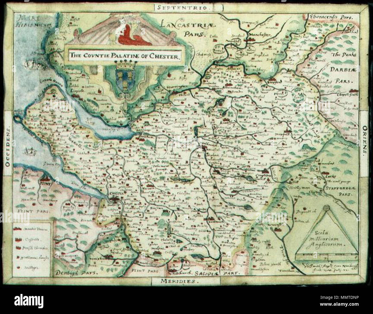 . Manuscript map: a copy of Saxton's map of 1577, with additions, from ...