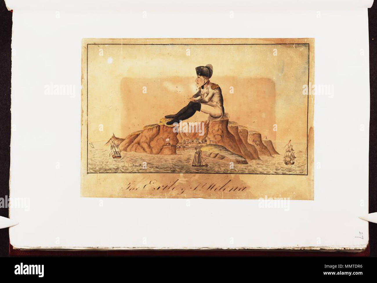 . Satire on Napoleon's exile to St. Helena. (British political cartoon ...