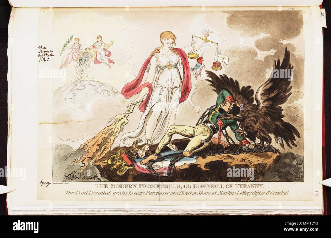 . Satire on Napoleon's exile to Elba. (British political cartoon) The ...