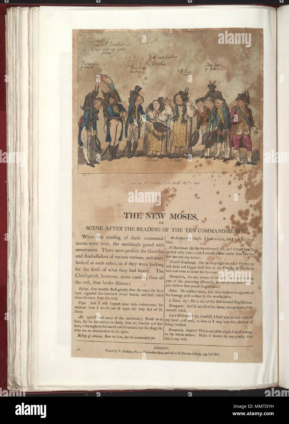 . Caricature of Napoleon I. (British political cartoon) The new Moses ...