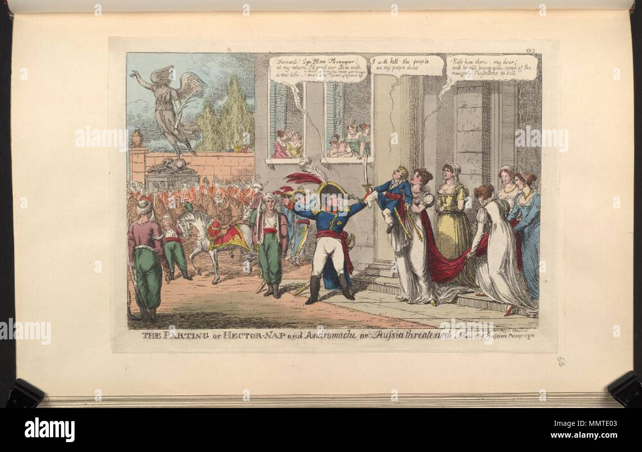 . Caricature of Napoleon I. (British political cartoon) The parting of ...