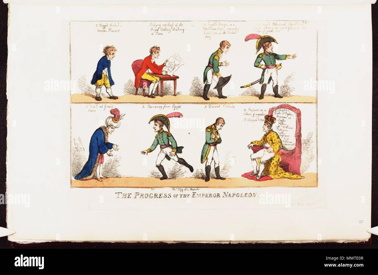 . Caricature of Napoleon I. (British political cartoon) The progress of ...
