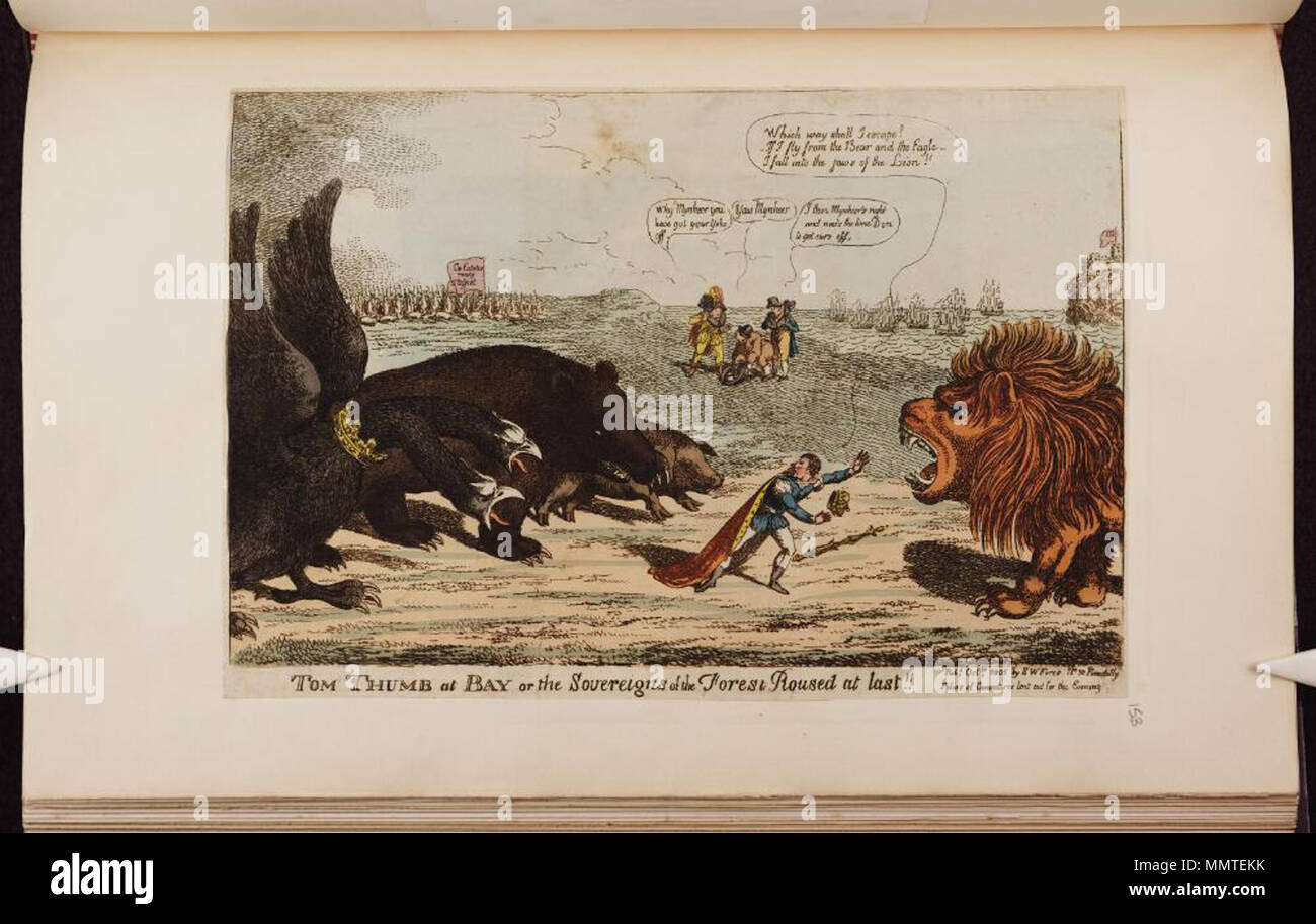 . Caricature of Napoleon I. (British political cartoon) Tom Thumb at ...