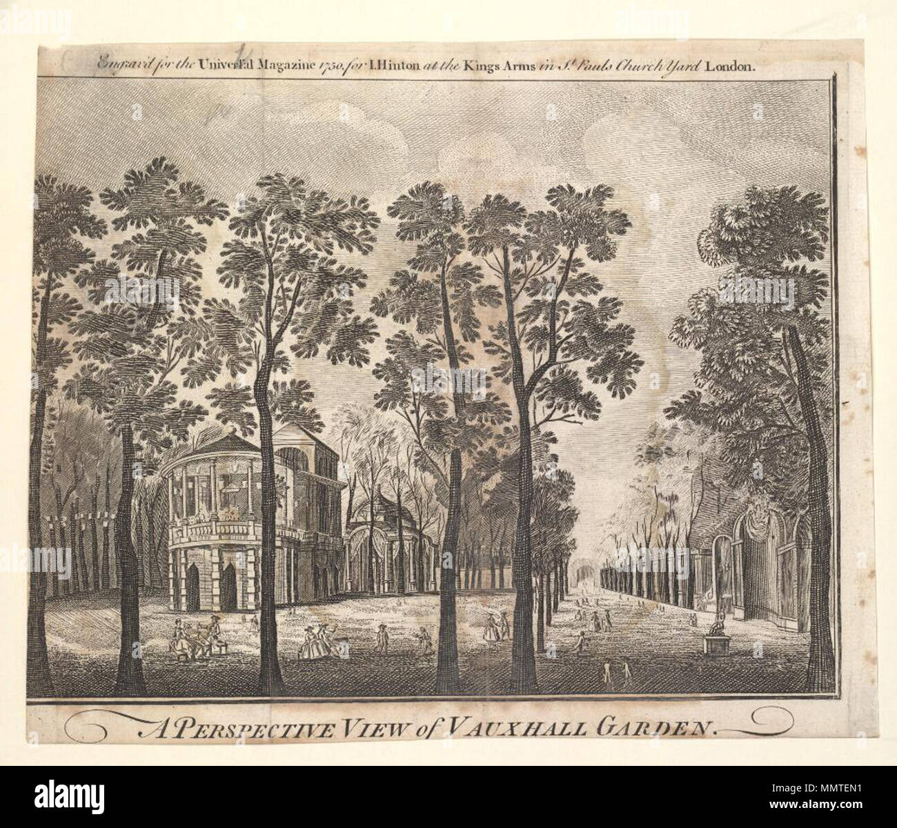 . Print of Ranelagh House and Garden; slightly creased; Perspective ...
