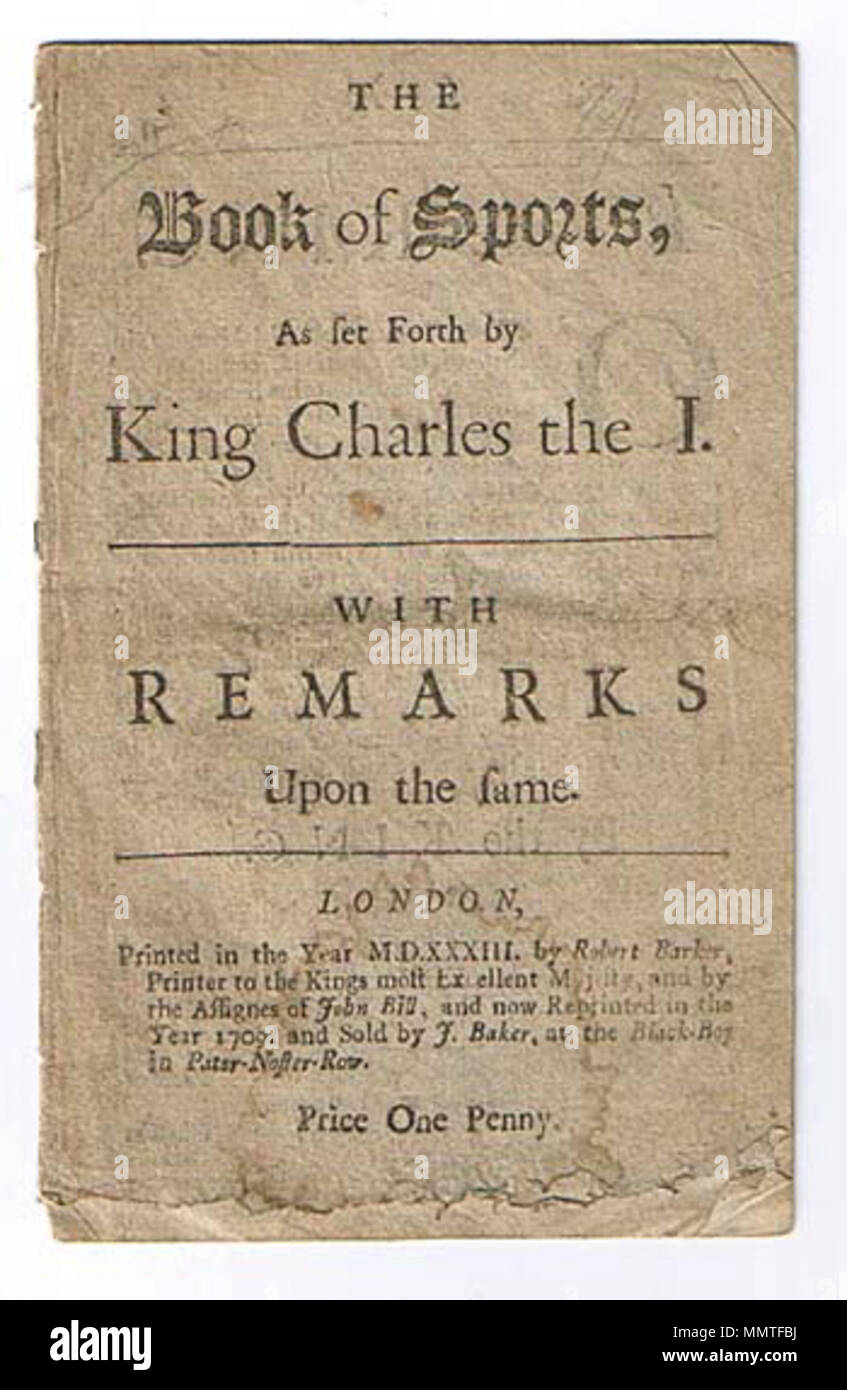 . English: Declaration of Sports title page . 1633. by Robert Barker ...
