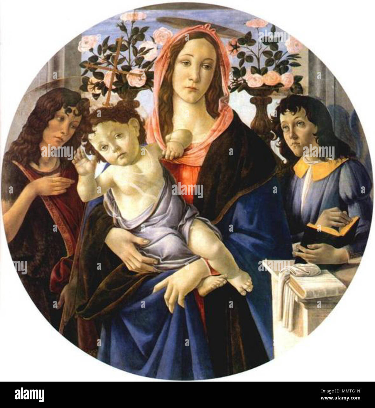 Madonna and Child with St. John the Baptist and an angel.. circa 1470 ...