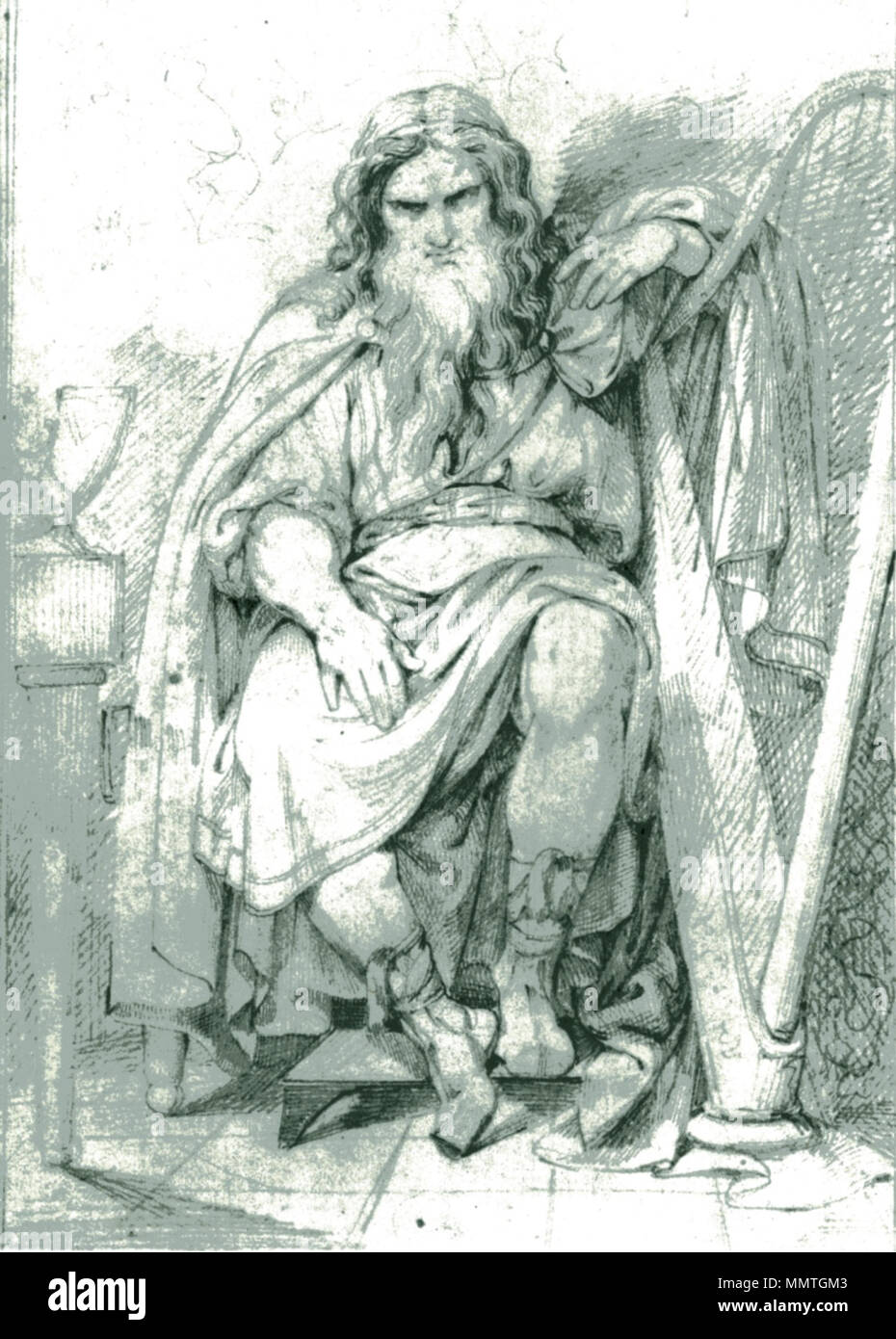 Bragi from Norse mythology with a harp. Bragi by Wahlbom Stock Photo ...