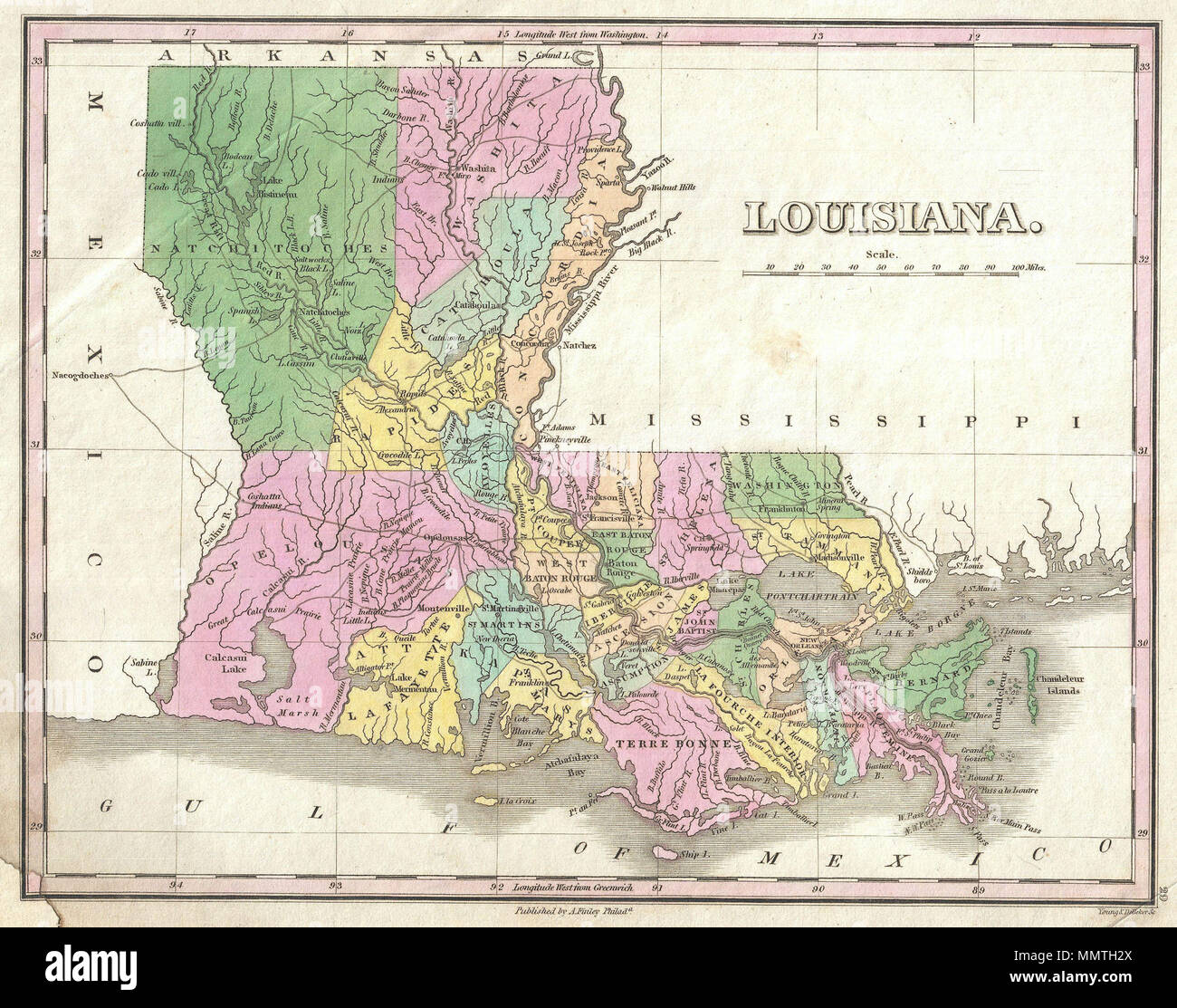 . English: A beautiful example of Finley's important 1827 map of ...