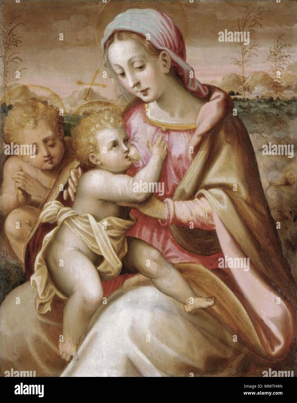 Francesco del Brina Virgen de la leche con niño y san juanito en un ...