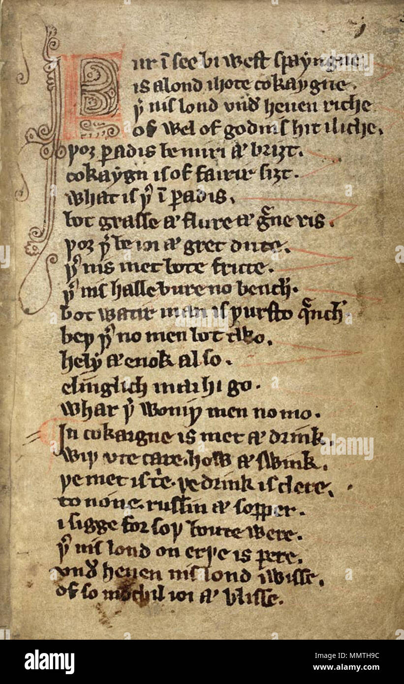 . English: British Library Manuscript Harley 913, fol 3r. Mid-14th ...